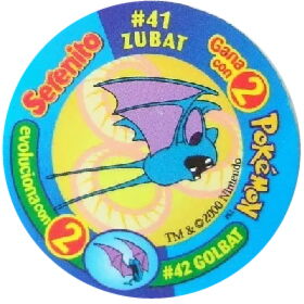 Meal Toy: #41 Zubat (Flippo's/Pogs/Tazos, Argentina(Pokemon Tazos) Col ...