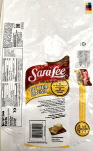 Food Label: Sara Lee Butter Bread (Bimbo Bakeries USA, Inc., United ...