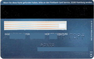 Bank Card: Postbank Visa 08-19 (Postbank, Germany, Federal RepublicCol ...