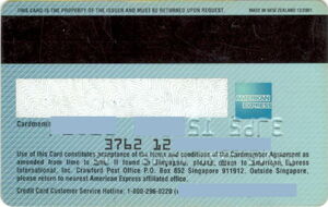 Bank Card: American Express 12-2001 (American Express Singapore ...