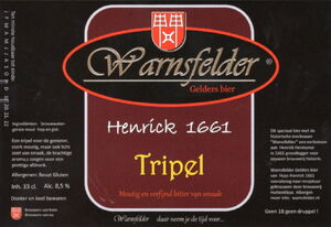 Etiqueta de bebida: Warnsfelder Henrick 1661 Tripel (Warnsfelder ...