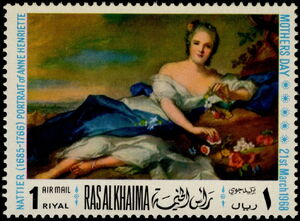 Stamp: Anne Henriette de France, by Jean-Marc Nattier (Ras al Khaimah ...