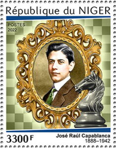 Stamp: José Raúl Capablanca (1888-1942) (Niger(80th Memorial ...