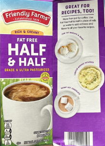 Food Label: Rich and Creamy Fat Free Half & Half (ALDI, Inc, United ...