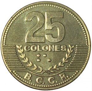 Moneda: 25 Colones (Magnetic - REPÚBLICA) (Costa Rica(1950~Today ...
