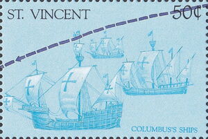 Stamp: Columbus’s fleet (Saint Vincent and The Grenadines(Discoveries ...