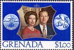 Stamp: QE II, Prince Philip (Grenada(Silver Wedding Issue) Mi:GD 499,Sn ...