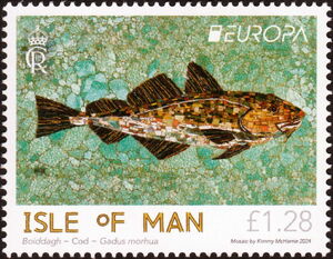 Stamp: Cod by Kimmy McHarrie (Isle of Man(Marine Mosaics by Kimmy ...