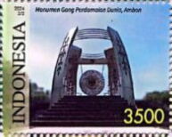 Stamp: Gong Perdamaian Monument, Ambon (Indonesia(Landmarks of ...