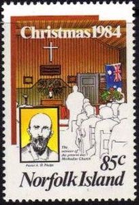 Stamp: Interior of Kingston Methodist Church (Norfolk Island(Christmas ...