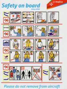 Safety Card: Airbus A320 (Air Malta, MaltaCol:AMC-MT-0014