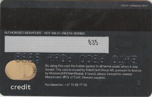 Bank Card: Re:member Gold (EnterCard Group AB,, NorwayCol:NO-MC-0037