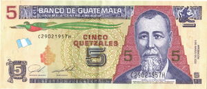 Banknote: 5 Quetzales (Guatemala(2010-2023 Issue) Wor:P-122Af 💴