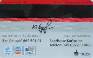 Bank Card: Sparkasse Karlsruhe (Sparkasse Karlsruhe, Germany, Federal ...