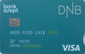 Bank Card: DNB Visa Debit Braille (Bank Axept, NorwayCol:NO-VI-0067 💳