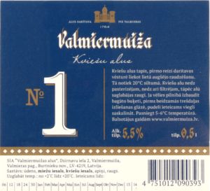 Drink Label: Kviešu alus Nr1 (Valmiermuižas alus, LatviaCol:LV-BEER-000073