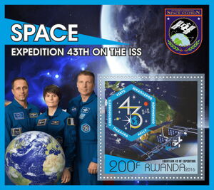 Stamp: Space Expedition 43th on the ISS (Rwanda: Illegal Stamps ...