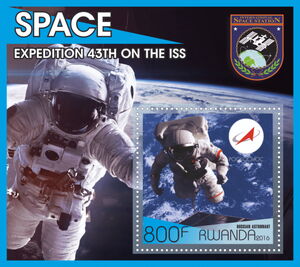 Stamp: Space Expedition 43th on the ISS (Rwanda: Illegal Stamps ...