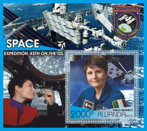 Stamp: Space Expedition 43th on the ISS (Rwanda: Illegal Stamps ...