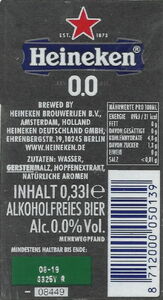 Drink Label: Heineken 0.0 Pure Malt (Heineken Brouwerij, NetherlandsCol ...