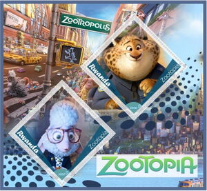 Stamp: Zootopia (Rwanda: Illegal Stamps(Zootopia) Col:RW 2018-05/2 📮