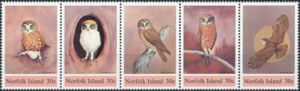 Stamp: Boobook Owl Se-tenant Strip of 5 (Norfolk Island(Boobook Owl) Mi ...