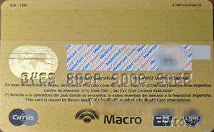 Bank Card: Macro (Banco Bansud/Banco Macro, ArgentinaCol:AR-MC-0103