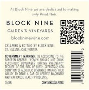 Drink Label: Block Nine Caiden's Vineyards Pinot Noir (Block Nine ...