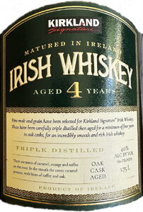 Drink Label: Kirkland Signature Irish Whiskey (Irish Distiller Pernod Ricard, IrelandCol:IE ...