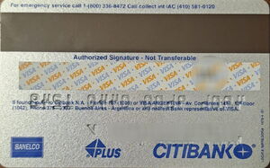 Tarjeta de Banco: Citibank - Advantage (Citibank, ArgentinaCol:AR-VI-0245