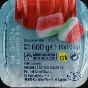 Food Label: Hacendado - Postre gelificado con edulcorantes sabores ...