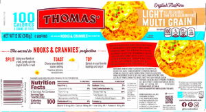 Food Label: Thomas’ English Muffins Light Multi Grain 12 Pack (Bimbo ...