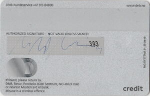 Bank Card: Dnb (DnB NOR Bank ASA, NorwayCol:NO-MC-0038