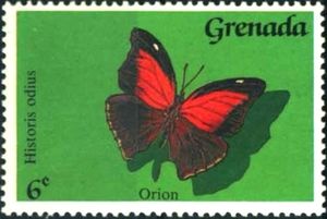 Stamp: Orion Butterfly (Historis odius) (Grenada(Butterflies (1989)) Mi ...
