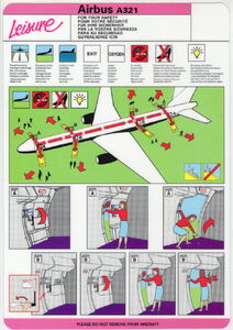 Safety Card: Airbus A321 (Leisure, United Kingdom of Great Britain ...