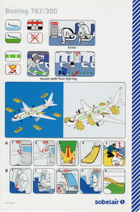 Safety Card: Boeing 767/300 (Sobelair, BelgiumCol:SLR-BE-0011