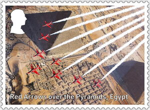 Stamp: Red Arrows over the Pyramids, Egypt (United Kingdom of Great ...