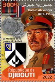 Stamp: Harold Alexander (1891–1969) - War Medal (1939–1945) (Djibouti ...