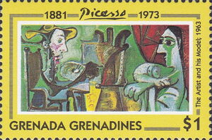 Марка: 'The Artist and His Model', 1963 (Гренада Гренадины(20th Death ...