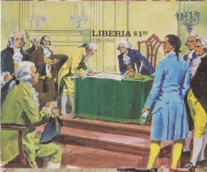 Stamp: Signing of the Constitution (Liberia(The presidents of the ...