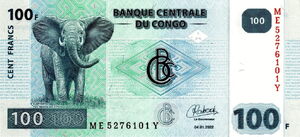Billete de Banco: 100 Francs (Congo, República Democrática (Kinshasa ...