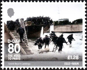 Stamp: Road To Paris : Sword Beach Landings (Isle of Man(Liberation of ...