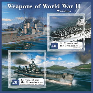 Briefmarke: Weapons of World War II. Warships (St. Vincent und die ...
