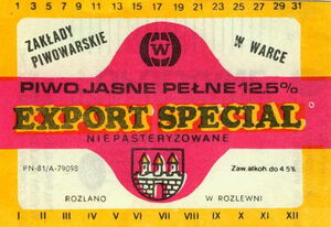Drink Label: Warka Export Special Niepasteryzowane (Browar Warka ...