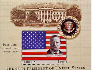 Stamp: 26th President: Theodore Roosevelt (1901-1909) (Liberia(US ...