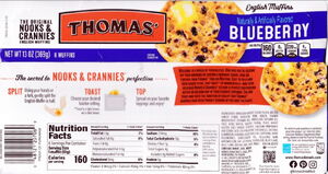 Food Label: Thomas' English Muffins Blueberry (Bimbo Bakeries USA, Inc ...