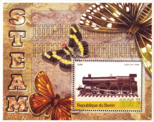 Stamp: Steam Trains and Butterflies (Benin: Illegal Stamps(Locomotives ...