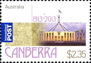 Stamp: Canberra, Parliament House (Australia(Centenary of Canberra) Mi ...