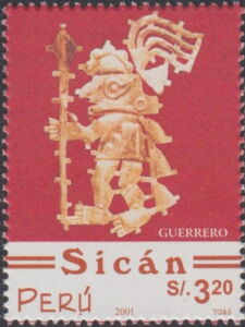 Sello: Warrior, Sican (Perú(Pre-Columbian Artifacts) Mi:PE 1817,Sn:PE ...