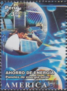 Stamp: Solar panels (Peru(America Issue: Energy Saving) Mi:PE 2140,Sn ...